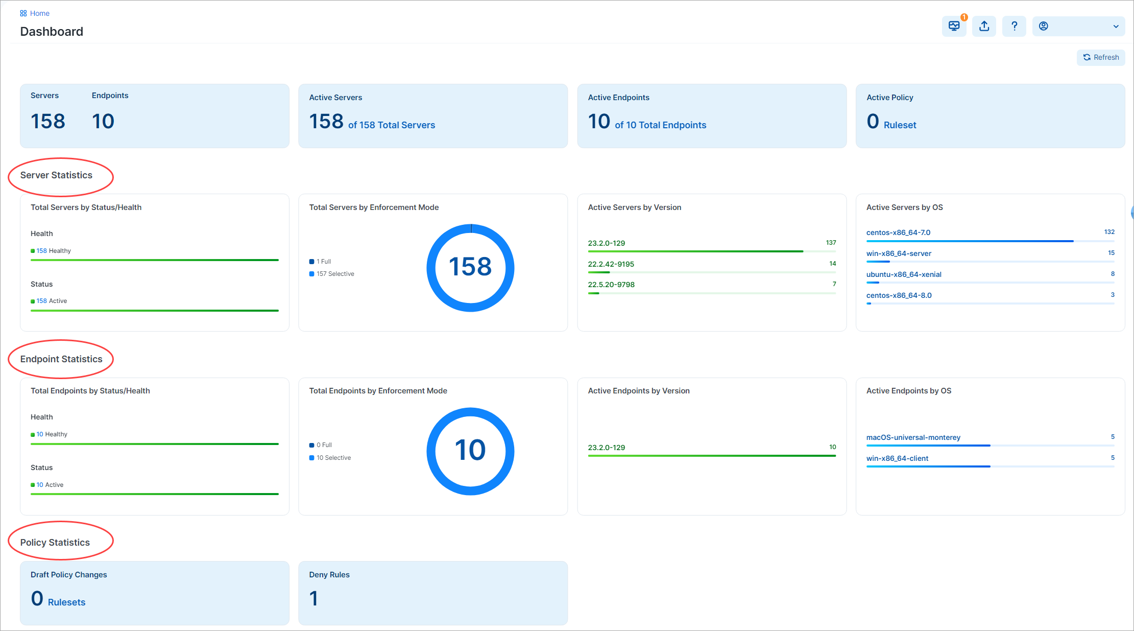 Servers and Endpoints Dashboard